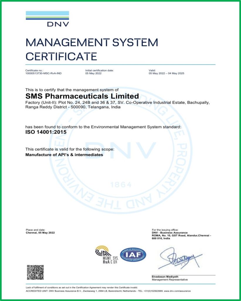 Safety, Health & Environment – SMS Pharmaceuticals Ltd.